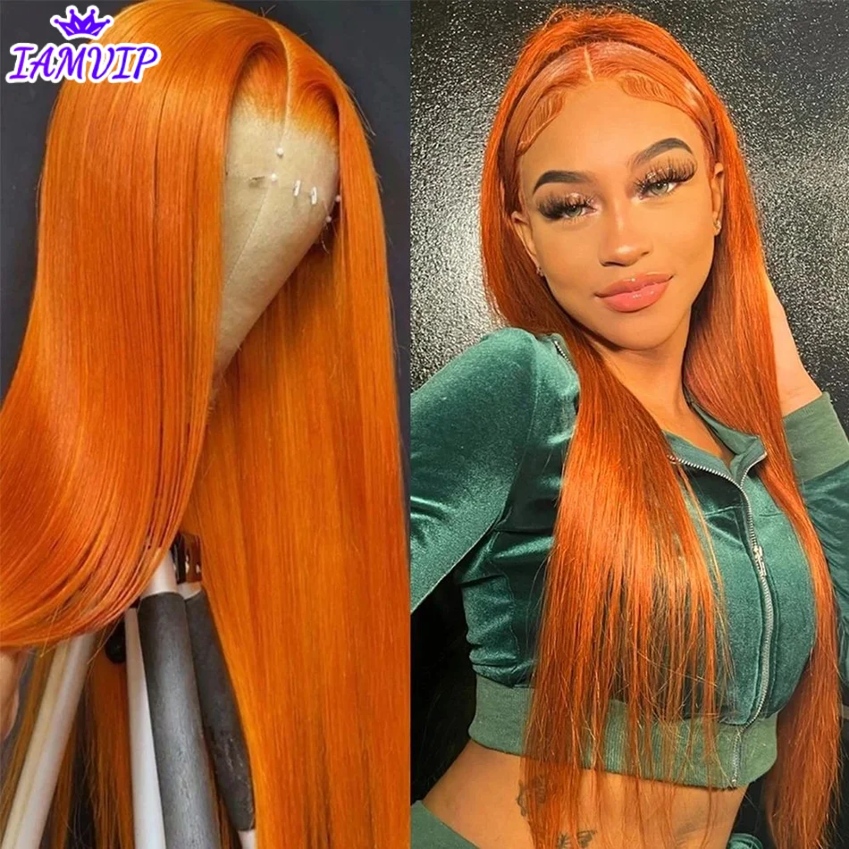 Ginger Orange HD Transparent Lace Frontal Wig For Women 13x6 Front Wigs ...