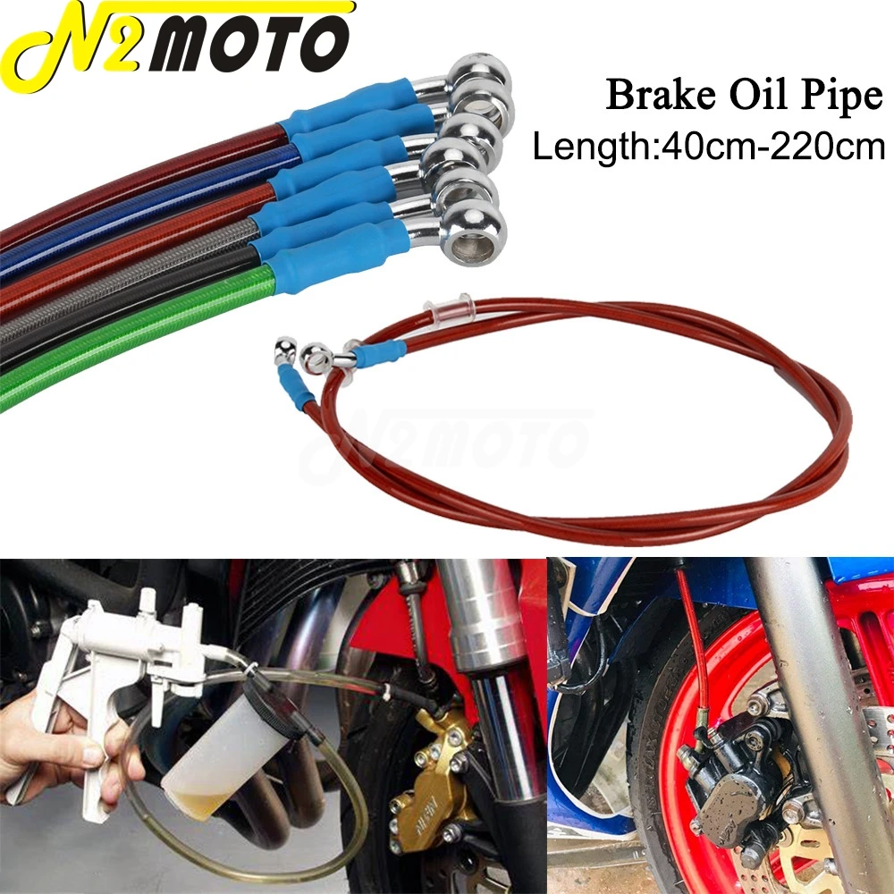 Universal 400-2200mm Brake Cable Oil Pipe Motorcycle Rubber Braided ...