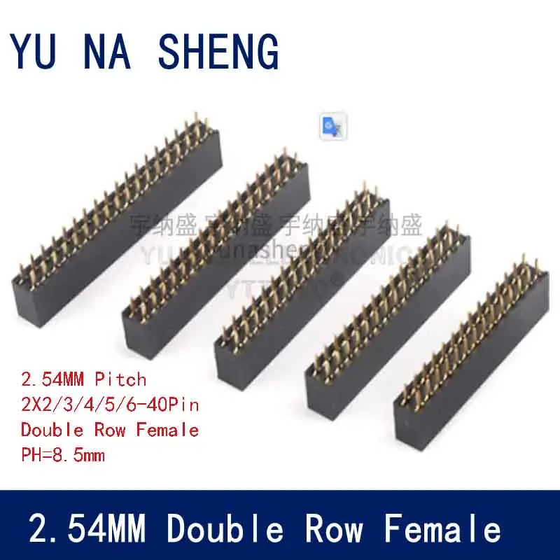 10PCS-Double-Row-Pin-Female-Header-Socket-Pitch-2-54mm-Connector ...