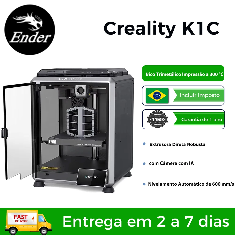 2025 nova impressora 3d creality k1c com impressora de câmera ai 600 mm ...