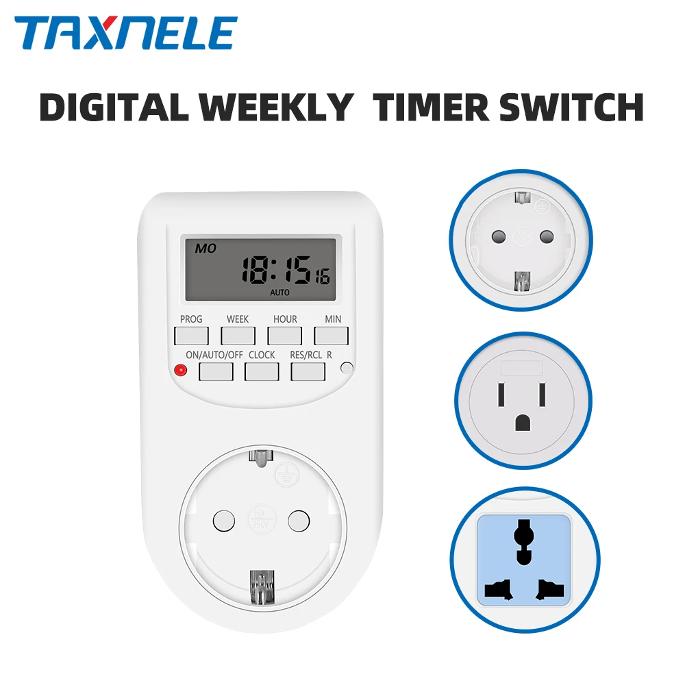 Digital Timer Switch Electronic 12/24 Hour Weekly Programmable Timing Socket EU UK US Plug ...