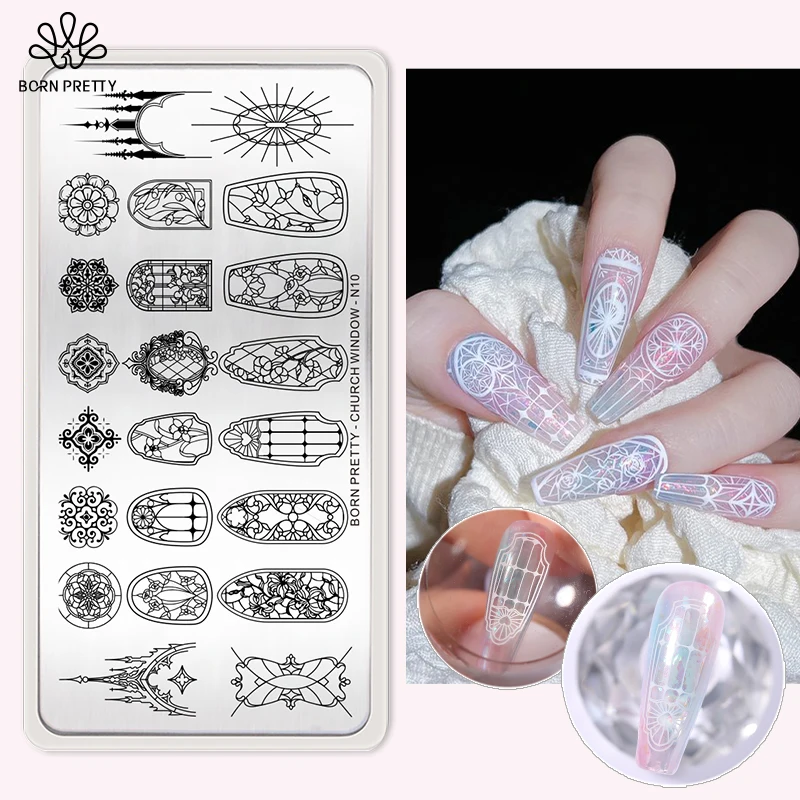 BORN-PRETTY-CHURCH-WINDOW-Nail-Stamping-Plates-Nail-Art-Templates ...