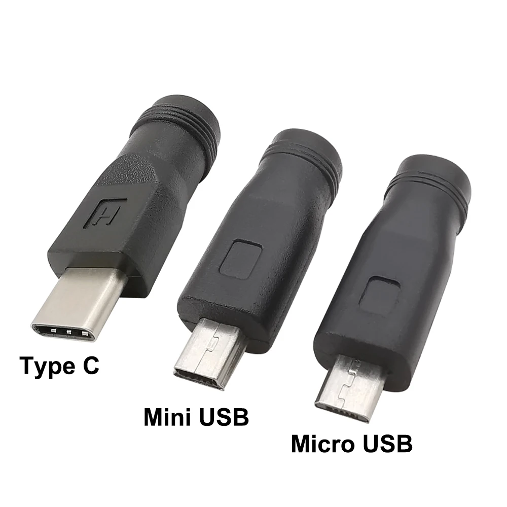 DC-5-5x2-1mm-conector-hembra-a-tipo-C-Micro-USB-Mini-USB-adaptador-de ...