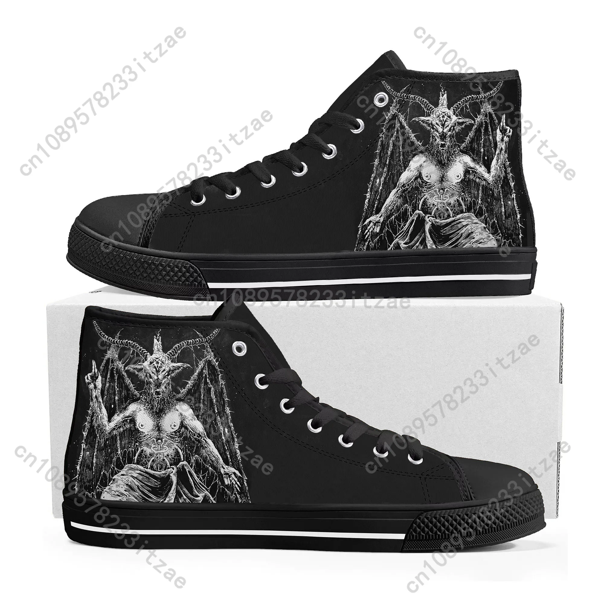 Pentagram Baphomet Satan Satanic Goth Gothic Goat High Top Sneakers ...