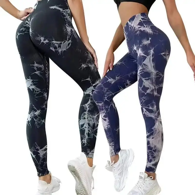 Women-s-Seamless-Tie-Dye-Yoga-Pants-High-Waisted-Elastic-Leggings-Peach-Buttocks-Running-Fitness ...