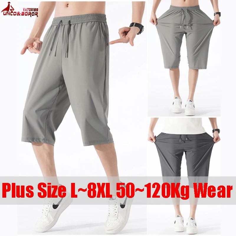Plus Size 7XL 8XL Men`s Knee Lenght Casual Gym Running Shorts Summer ...
