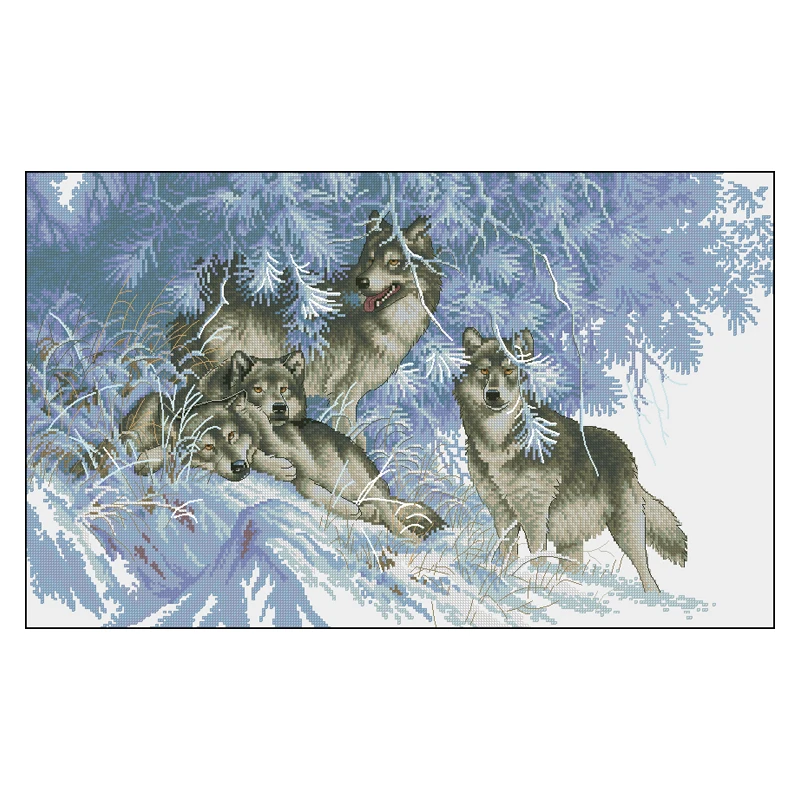 Amishop Gold Collection Counted Cross Stitch Kit Wintertime Wolves Four ...