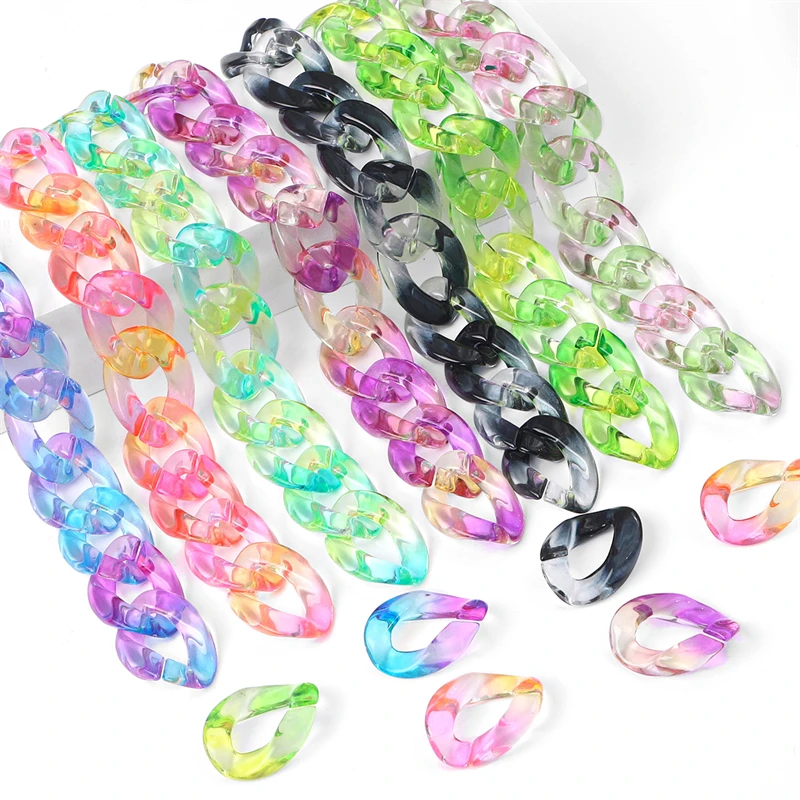 10Pc 2023 New Colorful Plastic Acrylic Chains Beads for Necklace ...