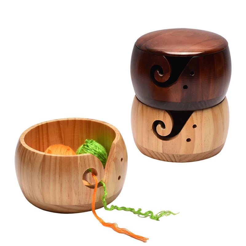1Pc-Ecofriendly-Wooden-Yarn-Storage-Bowl-Organizer-For-Knitting ...