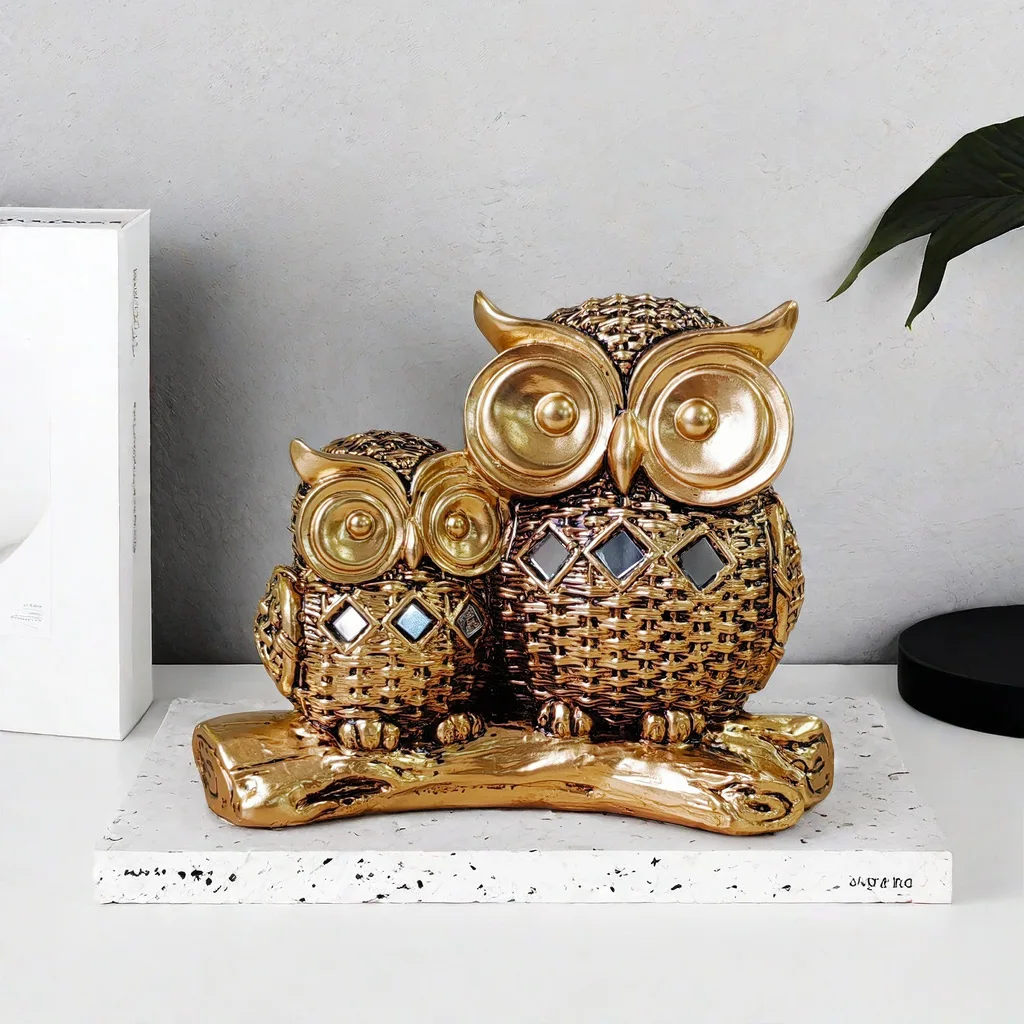 Resin-Cute-Owl-Statues-Retro-Vine-Weaved-Owl-Figurine-Mechapunk-Animal ...