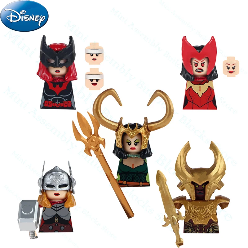 Disney Building Blocks for Kids Scarlet Witch Heimdall Female Loki Thor ...