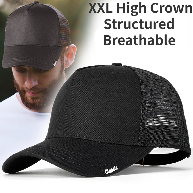 Big-Head-High-Baseball-Cap-for-Men-Women-Unisex-Mesh-Summer-Breathable ...