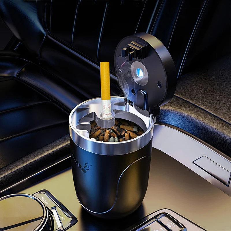 Car Ashtray With Led Light Universal Alloy Ash Tray Aluminum Cup ...