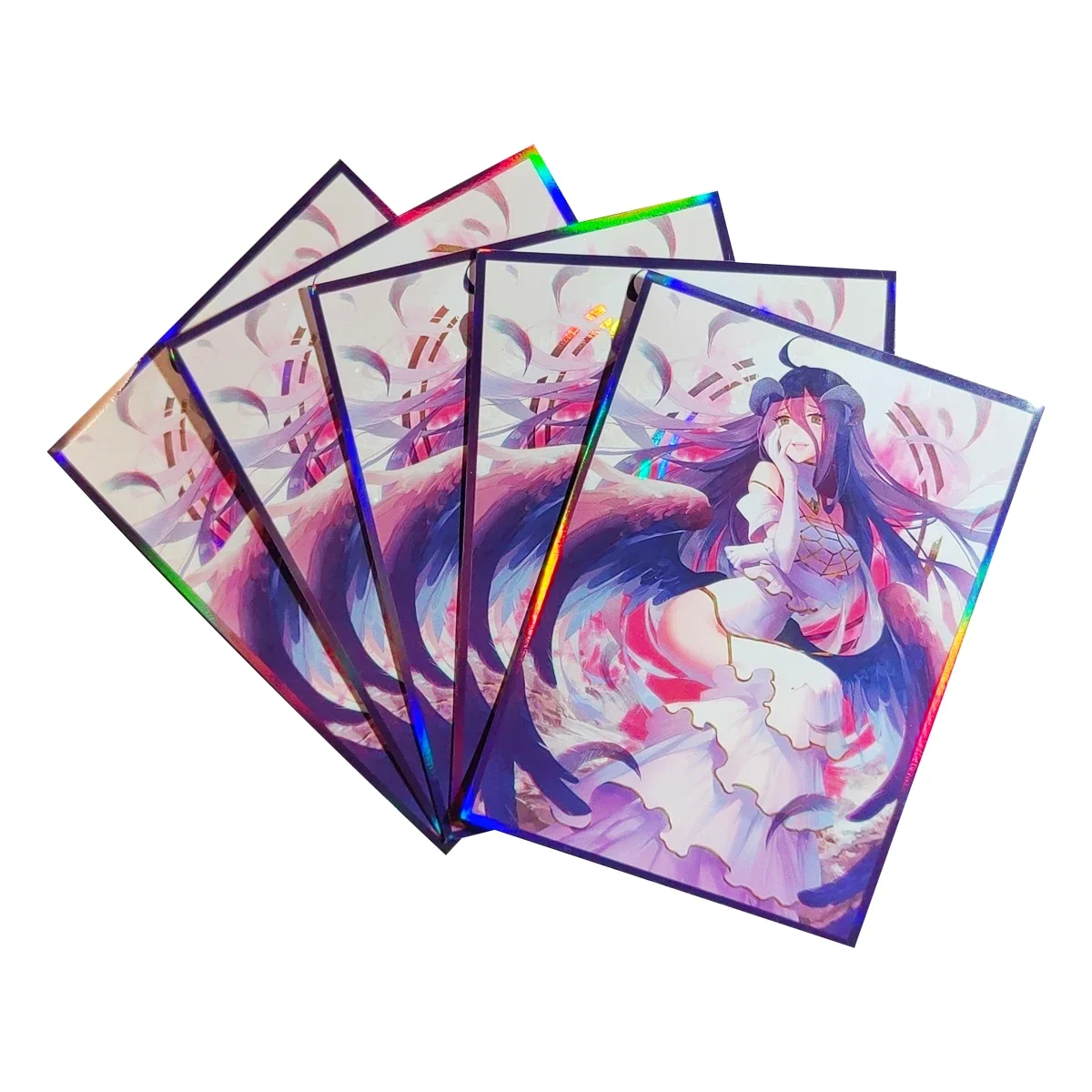 60PCS-Anime-Card-Sleeves-Albedo-Holographic-Trading-Card-Protector-Foil ...