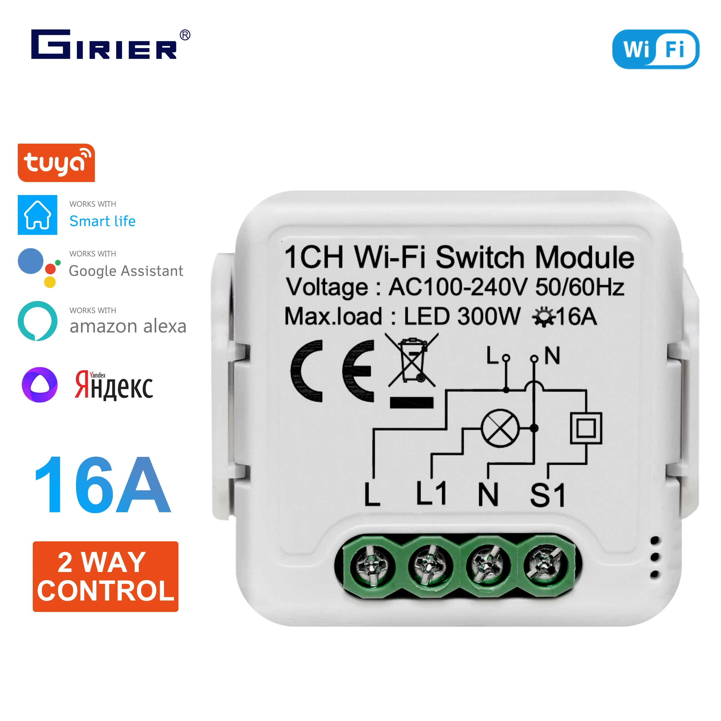 Girier Tuya Wifi Switch Module 16a Smart Home Automation Diy Universal ...