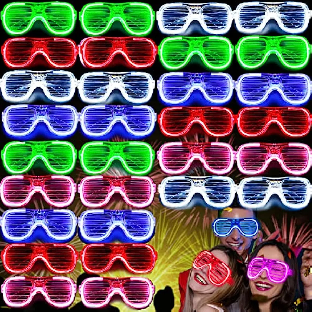 10/20/30/40/50 Pcs Glow in the Dark Led Glasses Light Up Sunglasses ...