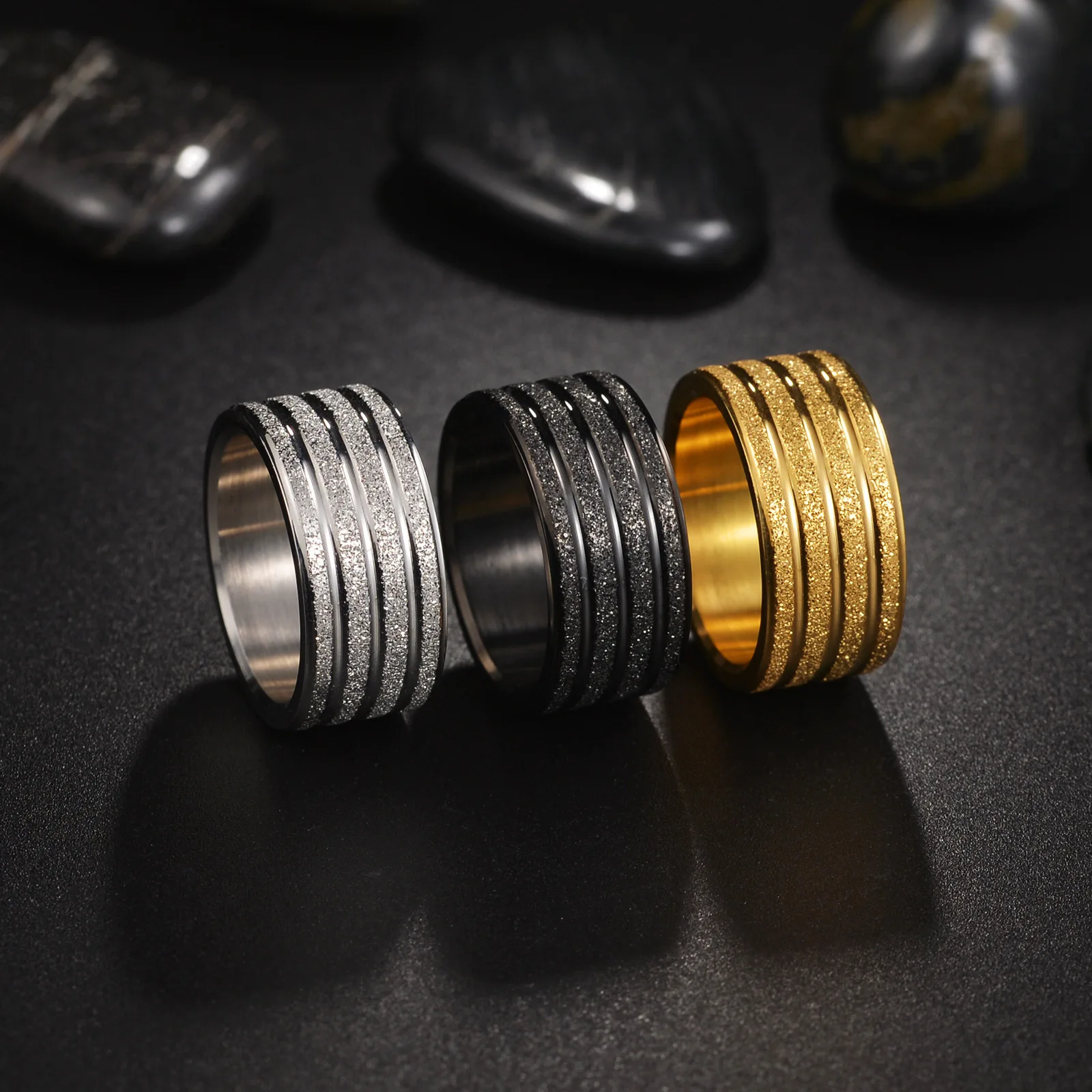 10mm-Titanium-Steel-High-Quality-Frosted-Finger-Rings-Matte-Fashion-Men ...