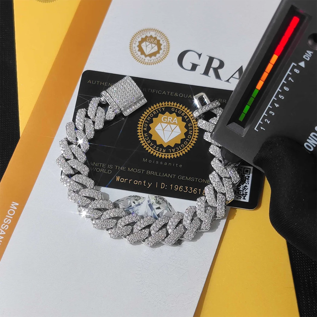 Hip-Hop-14mm-Diamond-Cuban-Necklace-With-Micro-Moissanite-S925-Sterling ...