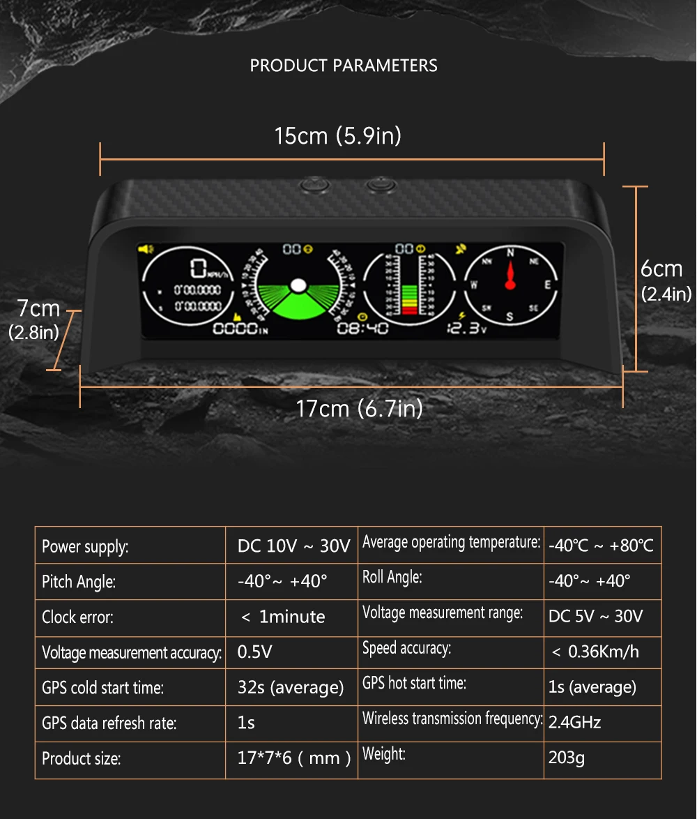ALicar X90 Vehicle Smart Horizontal slope meter Off-road Inclinometer ...