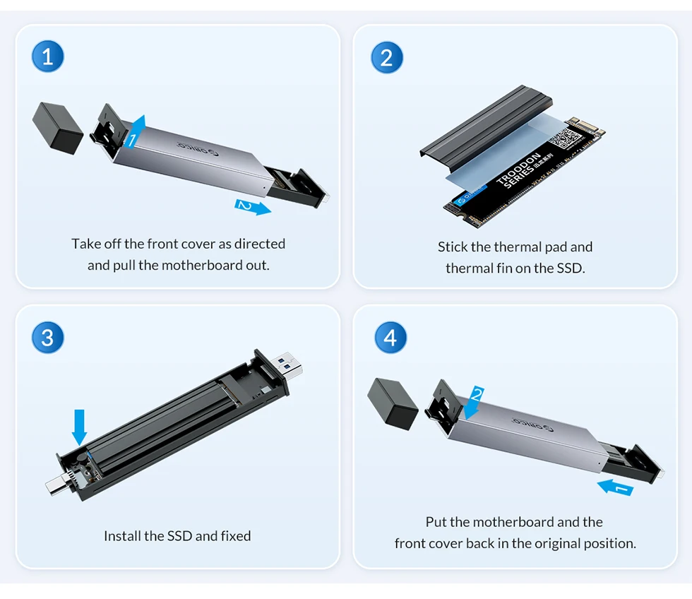 A (USB-C) - Boîtier Pour Disque Dur M.2 Nvme Ssd, Boîtier Usb De Type C A 3.2 Gen2 Dual M2 ...