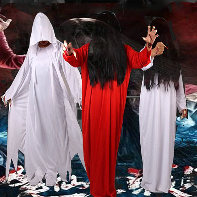 Zombie-Suit-Scary-Cosplay-Costumes-With-Wig-White-Red-Woman-Gown ...