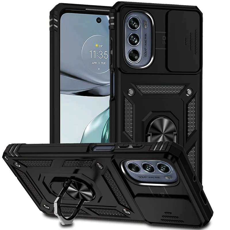 For Motorola G62 5G Case Armor Metal Ring Magnetic Phone Case For ...