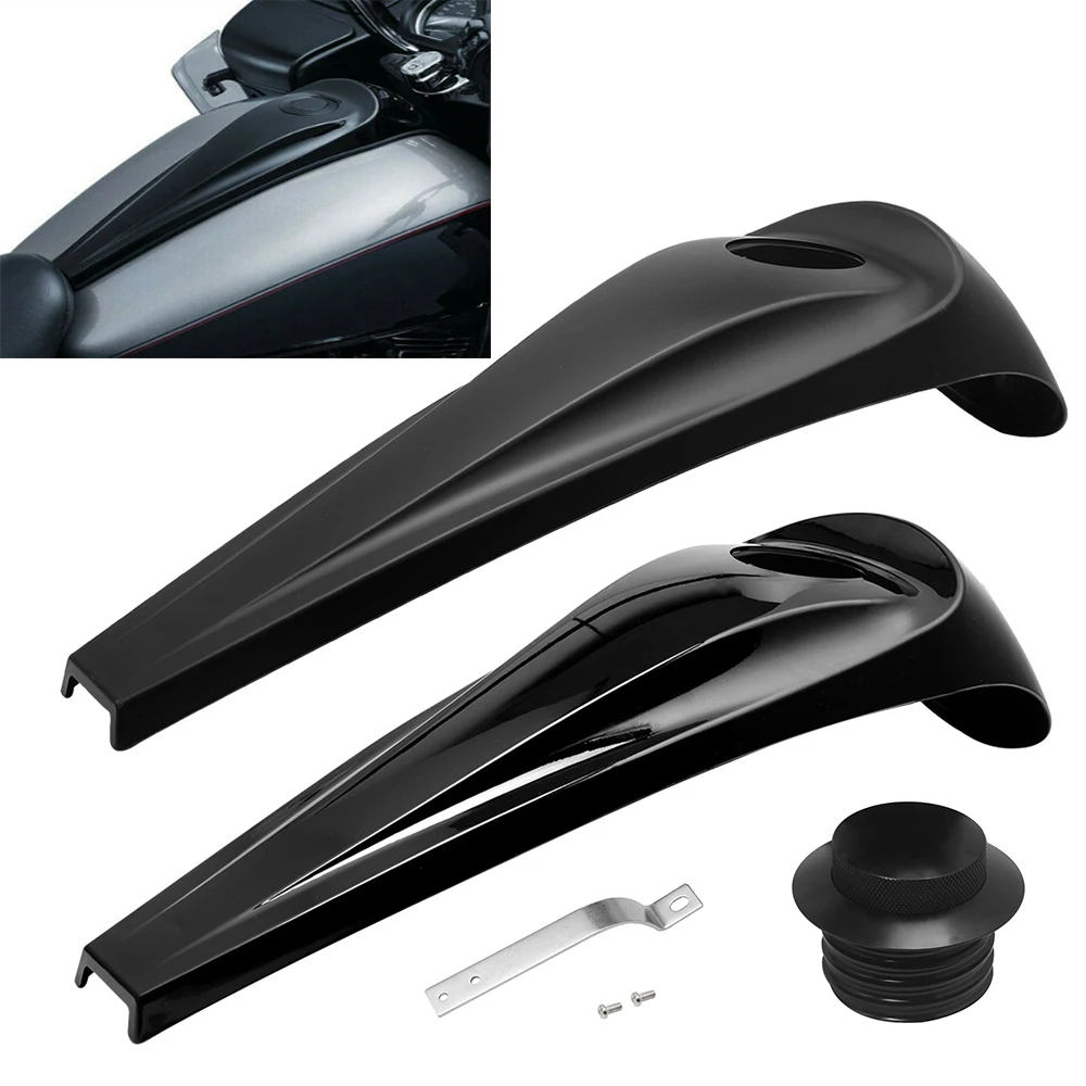 Motorcycle-Matte-Gloss-Black-Smooth-Dash-Fuel-Console-Gas-Tank-Cap ...