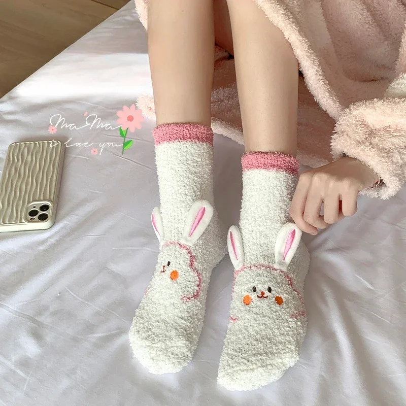 Autumn and Winter Floor Socks Velvet Thickening Warm Coral Velvet ...