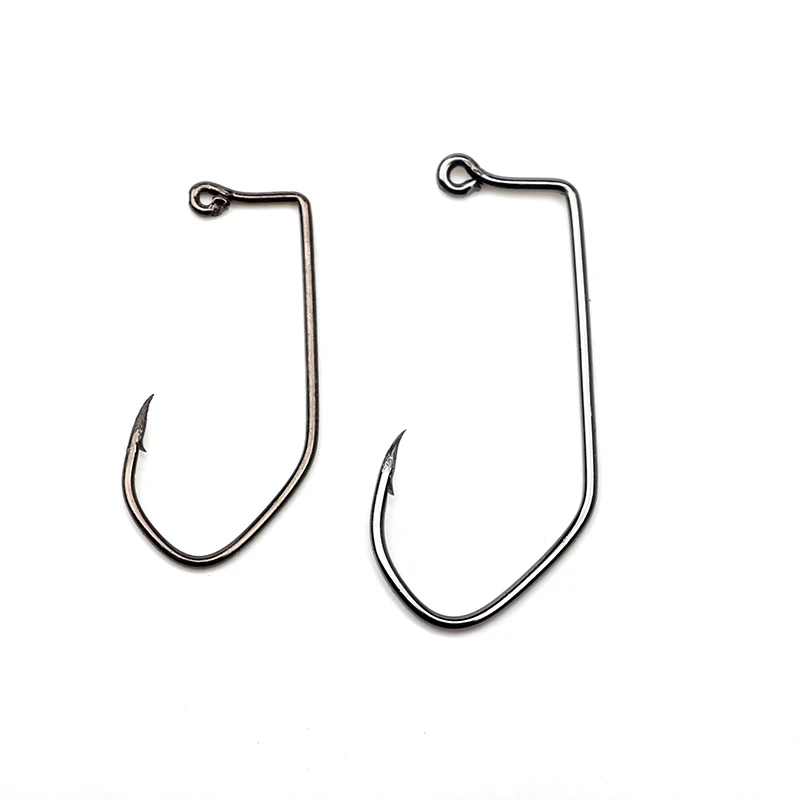 50pcs Jig Hooks V Bend High Carbon Steel Black Nickle for DIY Aberdeen ...
