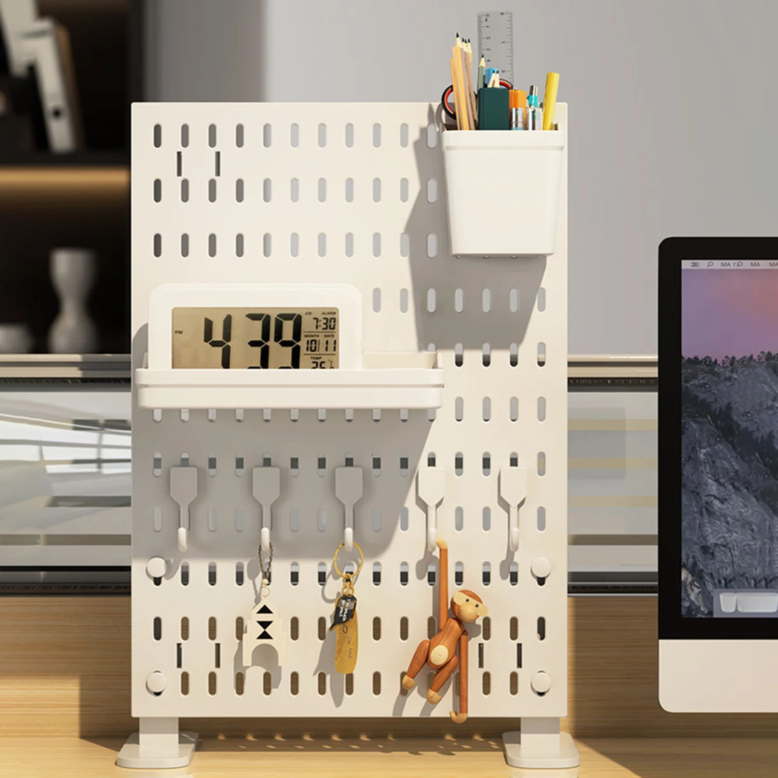 1 Set Clamp-On Desk Pegboard No Punching Pegboard Wall Organizer DIY ...