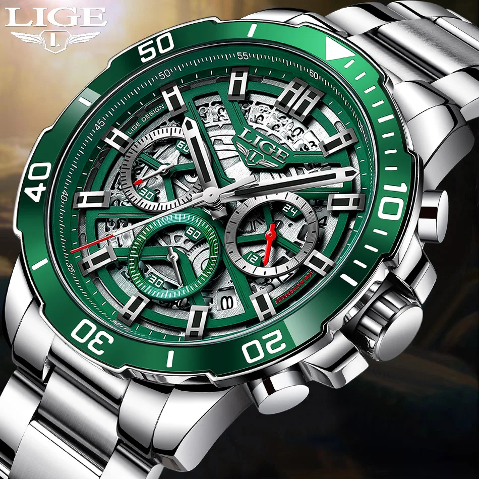 LIGE Luxury Watch for Man Quartz Sport Men Watch Military Waterproof ...