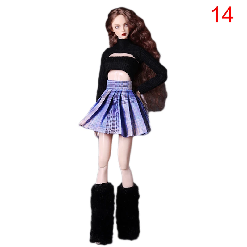 Conjunto-de-ropa-para-mu-eca-Barbie-Top-corto-negro-falda-trenzada ...