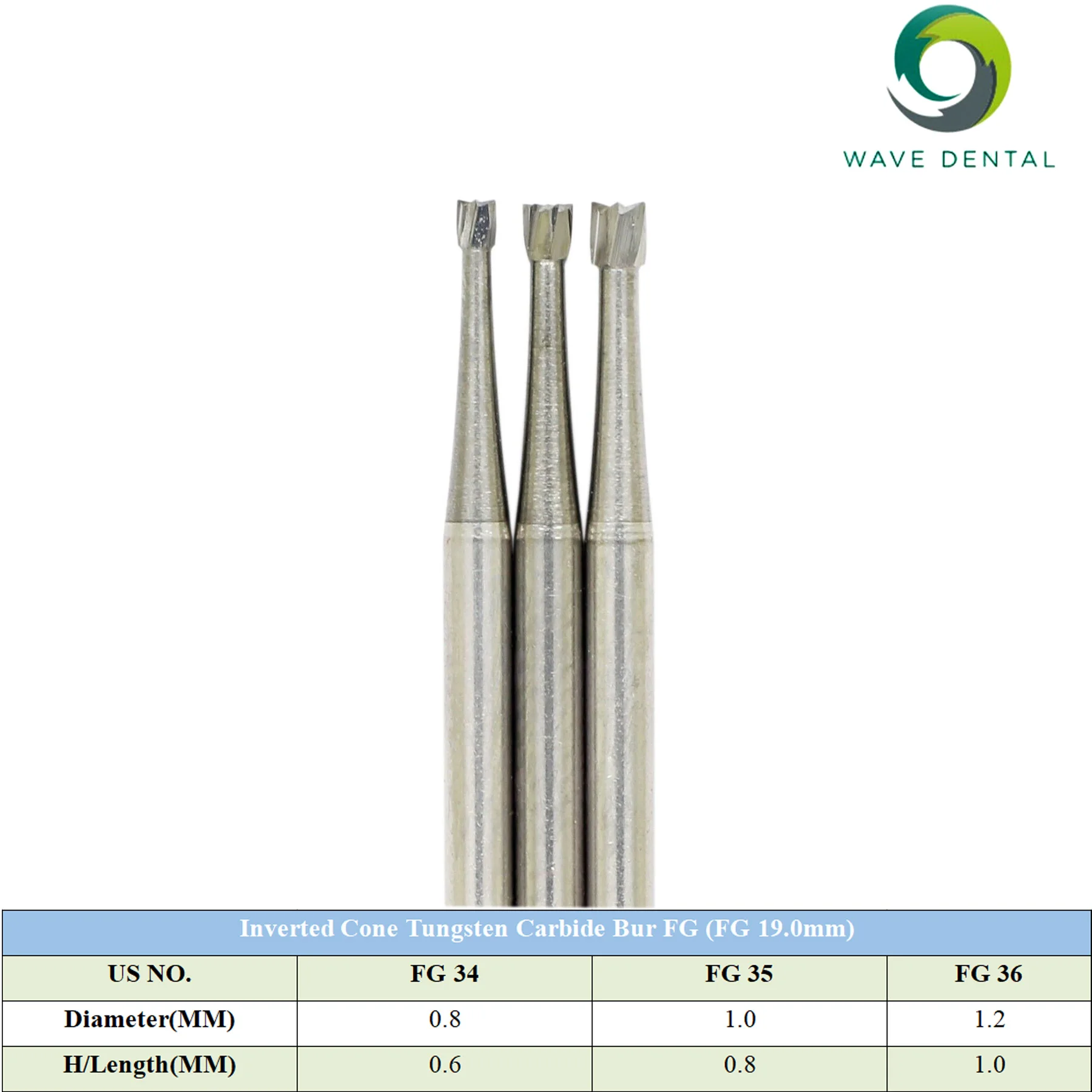 PRIMA WAVE Dental Burs Tungsten Carbide Bur Inverted Cone Head For High ...