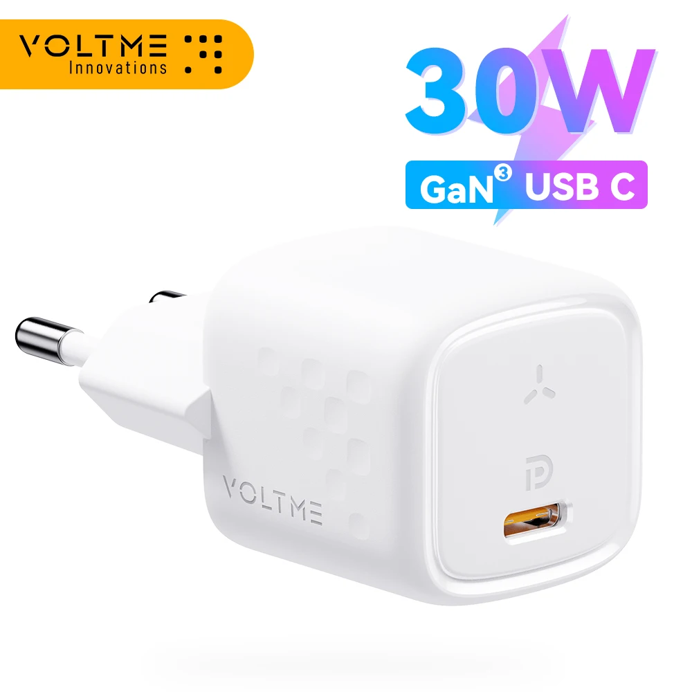 VOLTME cargador Mini GaN III de 30W, cargador tipo C, PD, USB C, carga ...
