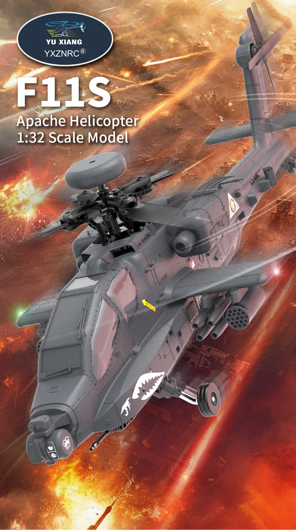 Apache F11S Armed Remote Control Helicopter GPS With Camera Display ...