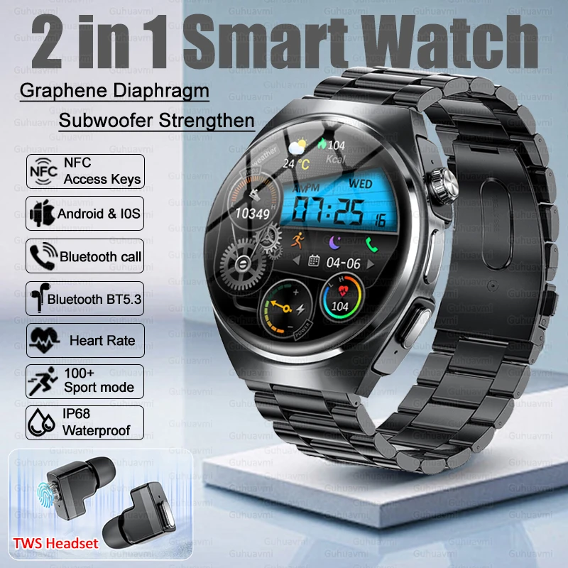 2024-New-Smart-Watch-TWS-Headset-Two-In-One-Wireless-Bluetooth-Dual ...
