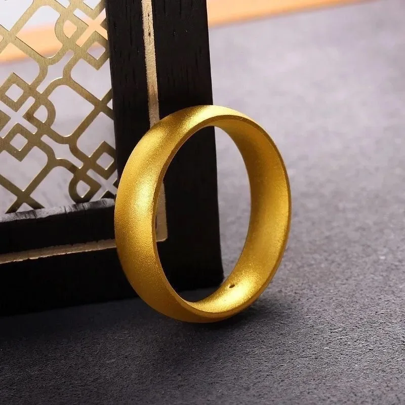 Luxury 24K 9999 Pure Gold real gold Frosted Closed-mouth plain ring for ...