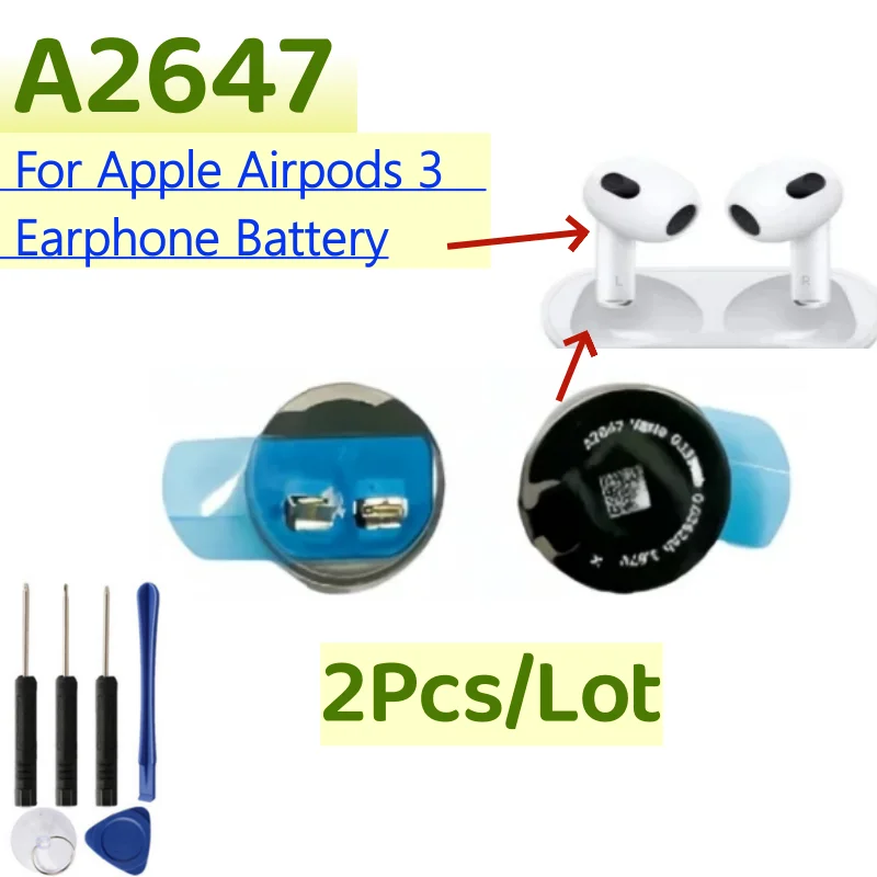 2pcs-Lot-A2647-Replace-Battery-For-Apple-Airpods-3-Air-pods-3-A2564 ...