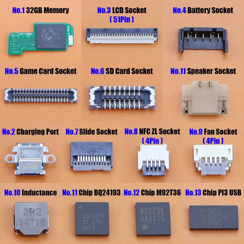 For Switch Motherboard Chip Type-C Charging Port 32G Memory 2R2 Coil ...