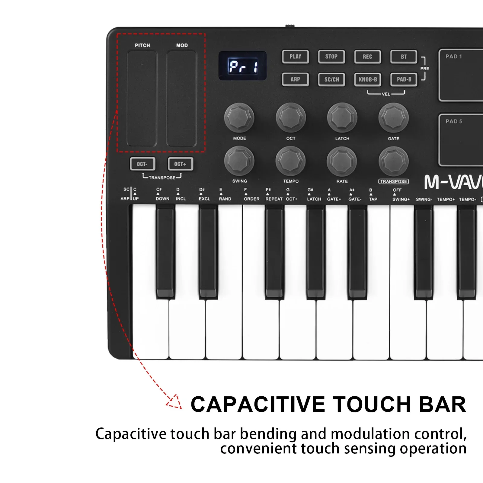 25-Key MIDI Control Keyboard Mini Portable USB Keyboard MIDI Controller ...