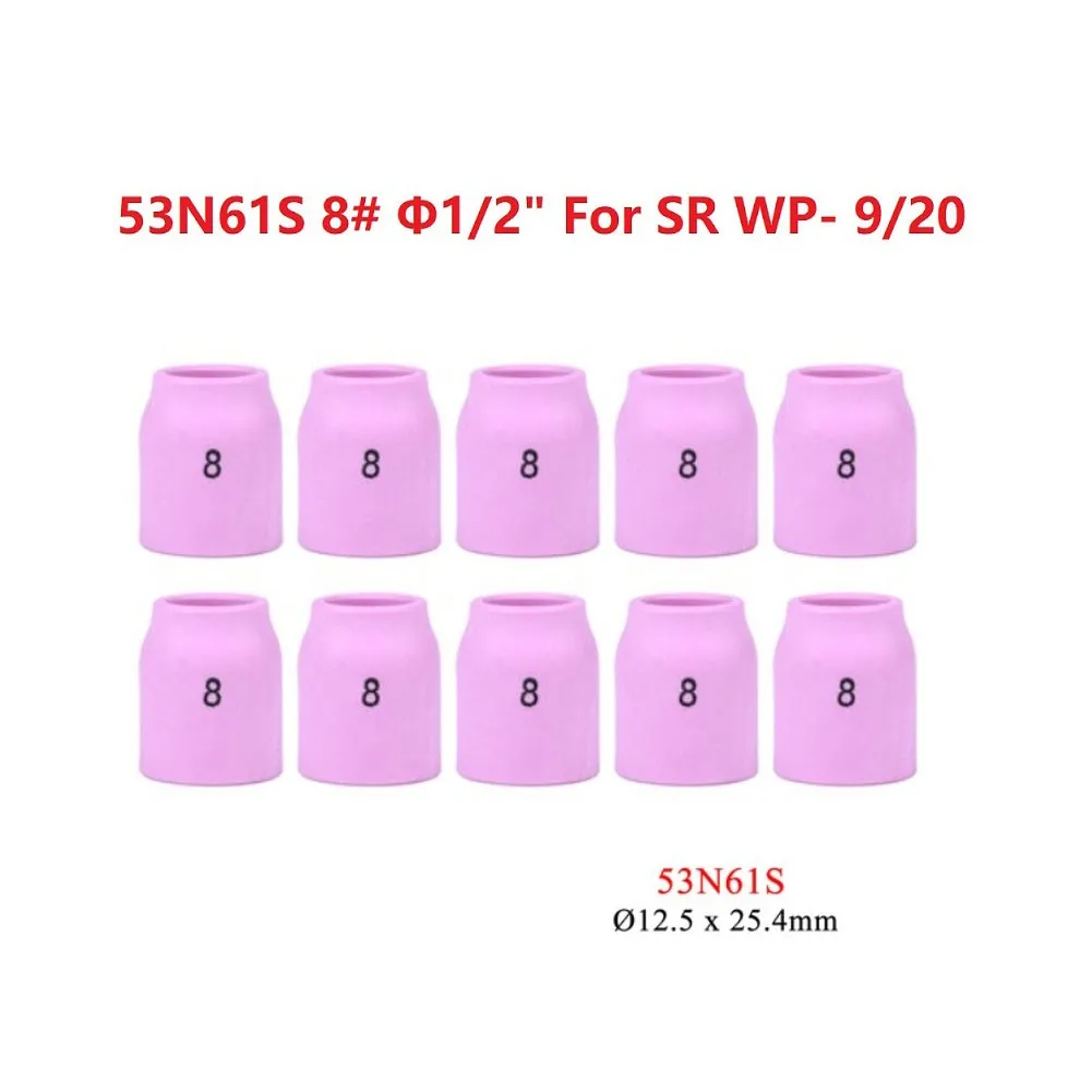 10 Pcs #8 53n61s Tig Welding Alumina Nozzle Gas Lens Cups For Wp-9/20 ...