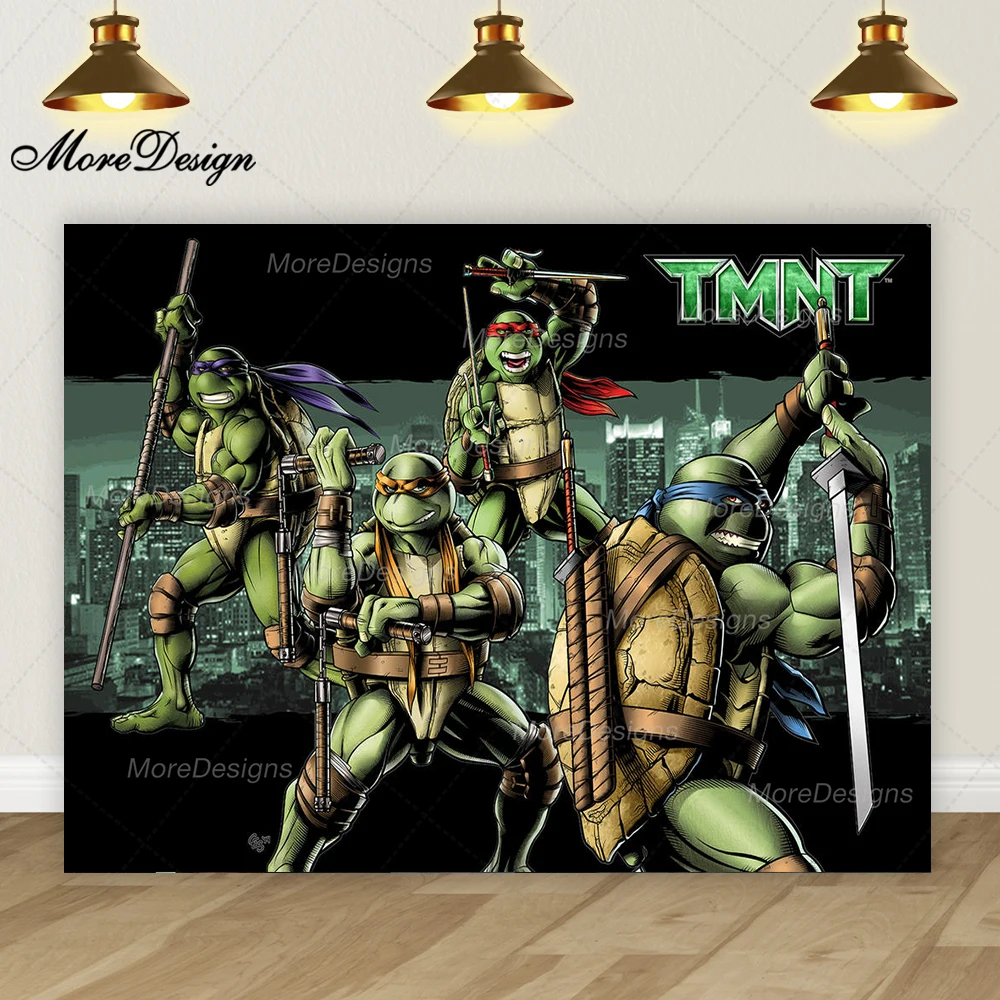 Ninja Turtles Photo Backdrop Boys Birthday Party TMNT City Building ...