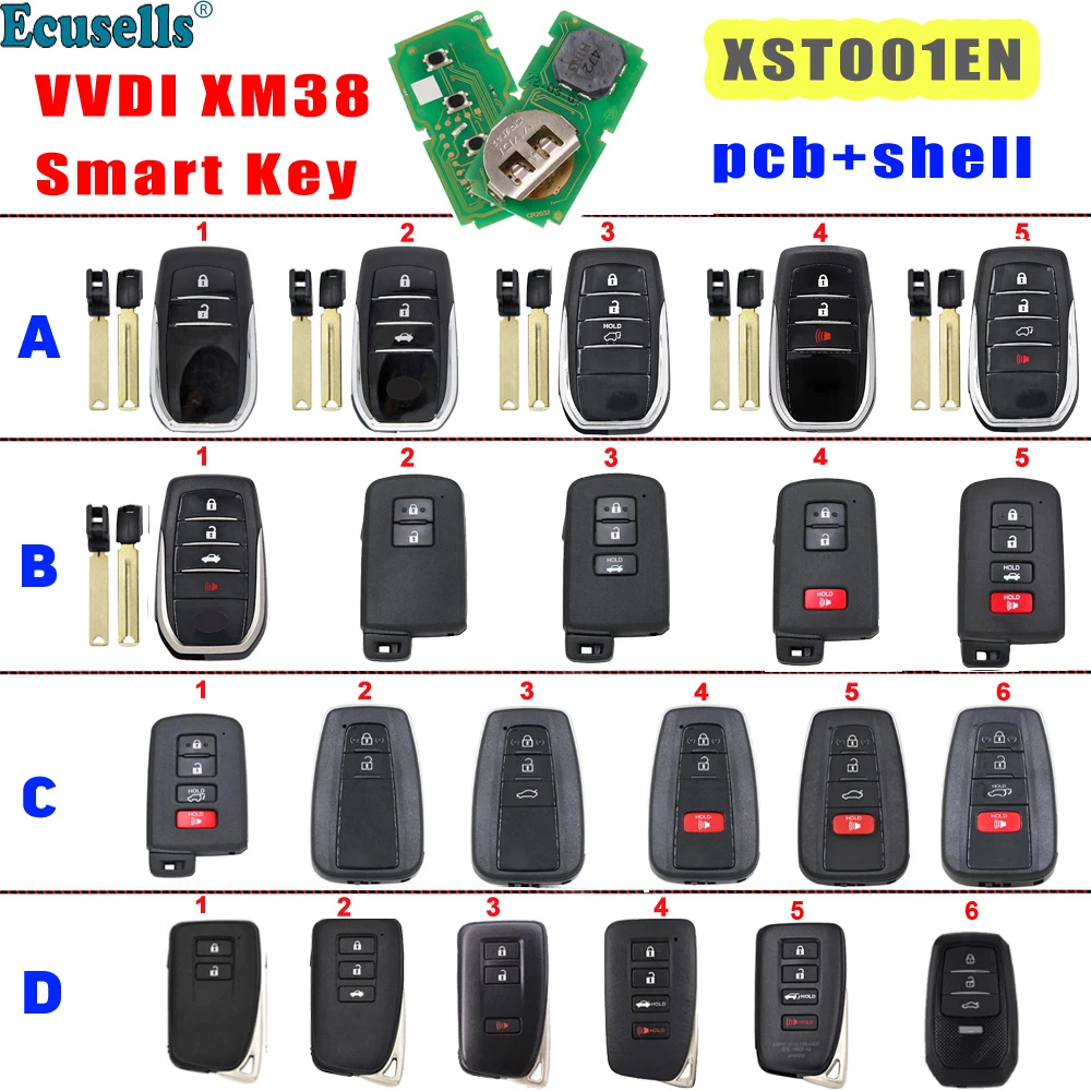 Xhorse Vvdi Xm38 Smart Key Xsto01en Universal Remote Key 8a 4d 4a For ...