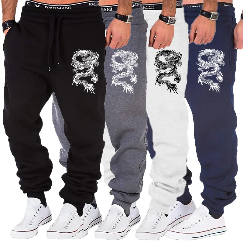 New-Fashion-dragon-print-Joggers-Men-Body-Building-Gyms-Pants-Outdoor ...
