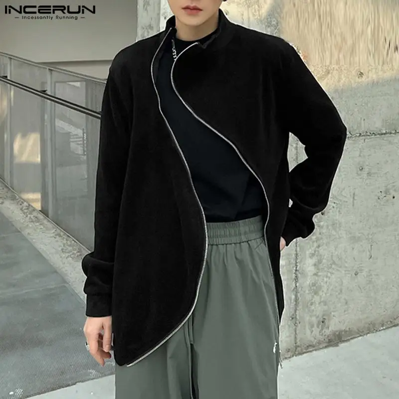 Korean-Style-New-Men-s-Diagonal-Zipper-Placket-Sweater-Casual-Fashion-Male-Long-Sleeved-Pullover ...