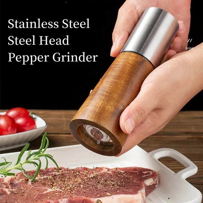 Manual Salt Pepper Grinder Set One Handed Operation Stainless Steel ...