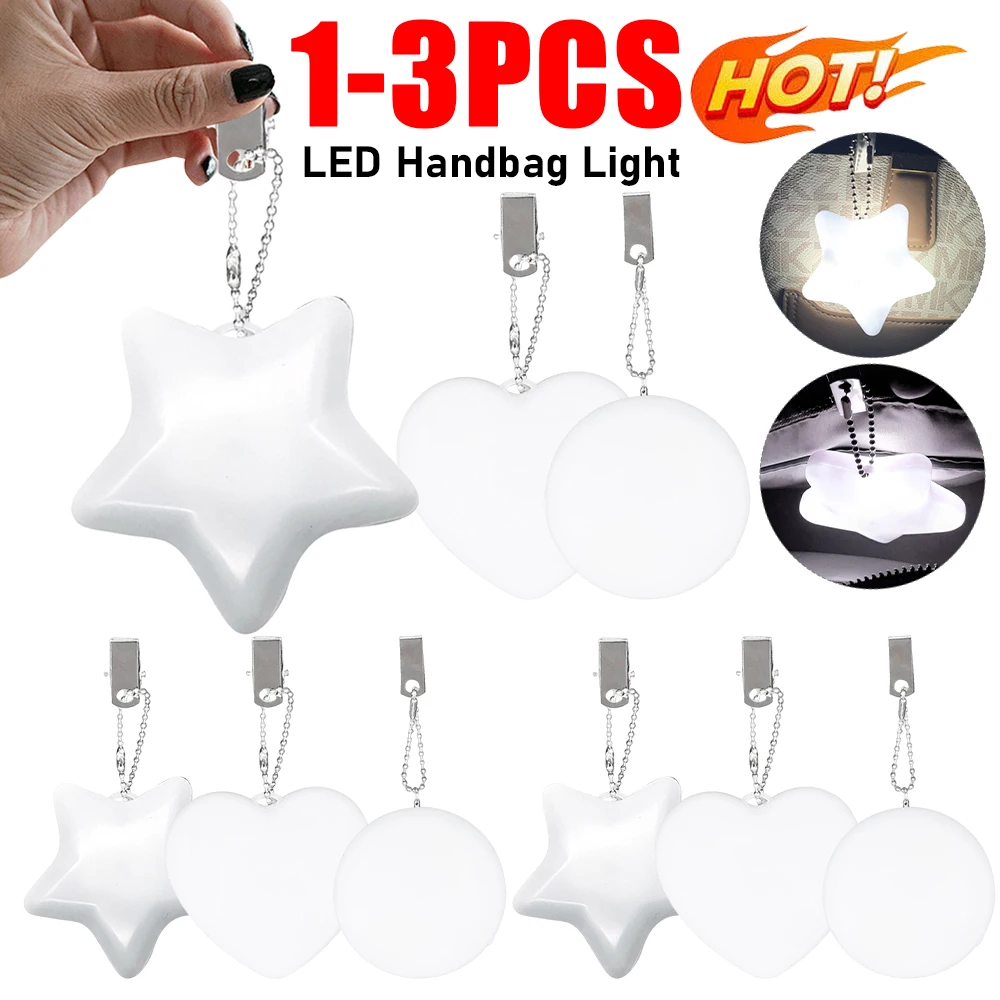 1-3PCS LED Handbag Light Bag Lamp Purse Night Light with Keychain Clip ...