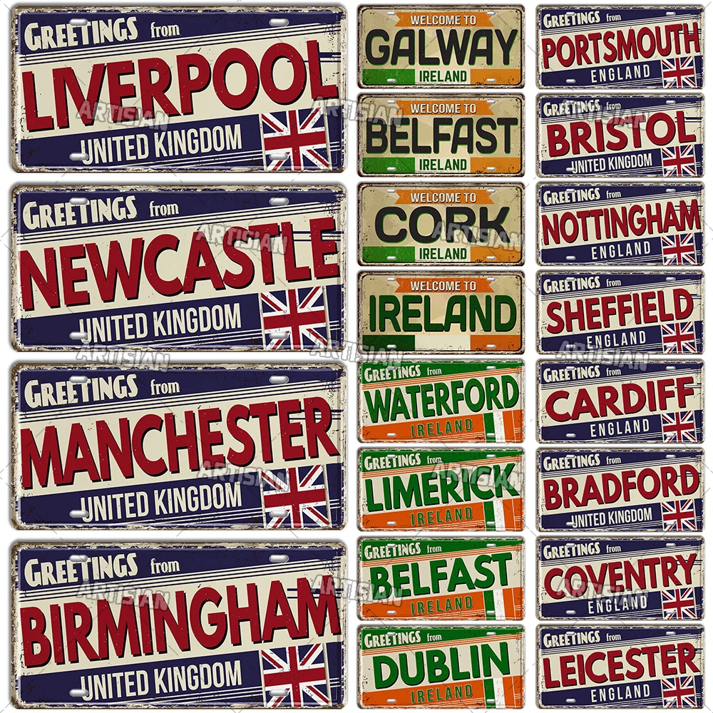 Artisian UK IRELAND Unite Kingdom England License Plate Landmark Metal ...