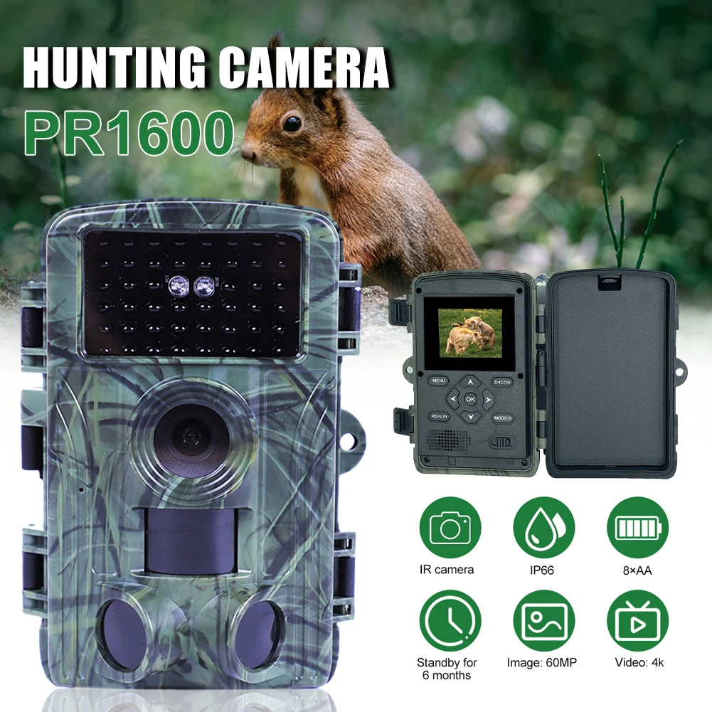 PR1600 Outdoor WiFi Hunting Trail Camera 60MP 4K Infrared Night Vision ...