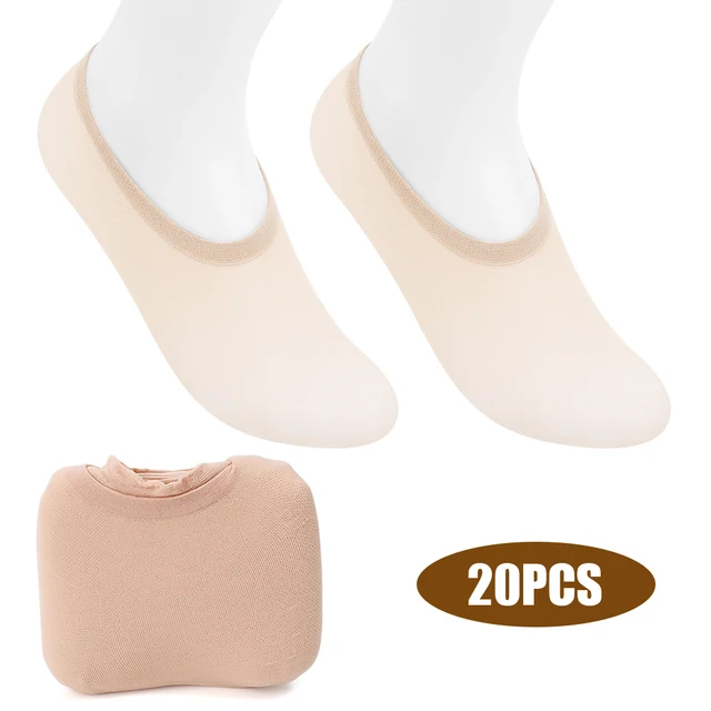 20pcs Non-slip Invisible Socks Slippers Seamless Ice Silk Ankle Boat ...
